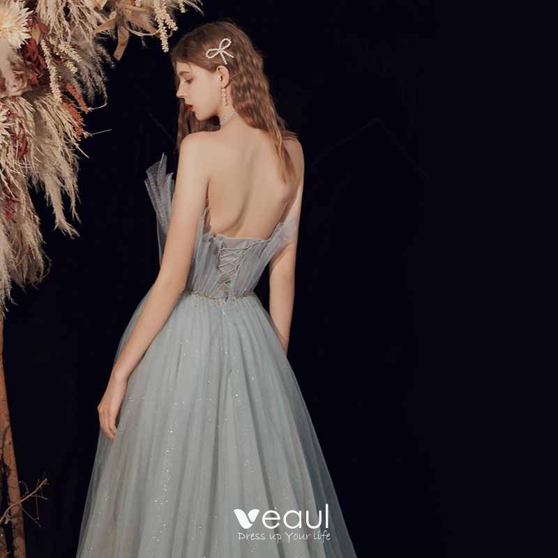 Elegant Sage Green Dancing Prom Dresses 2021 A Line Princess