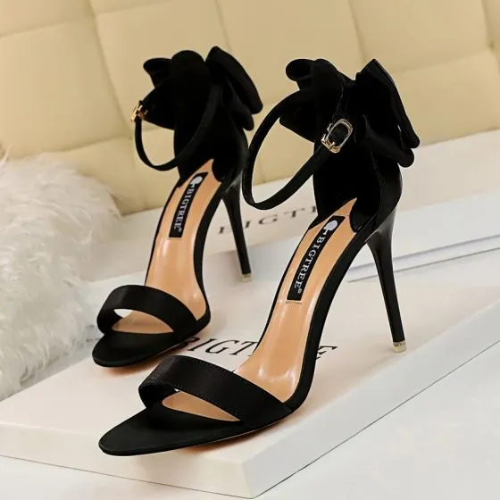 Chic Beautiful Red Street Wear Satin Womens Sandals 2020 Bow Ankle