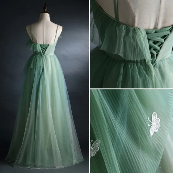 Chic Beautiful Sage Green Prom Dresses 2021 A Line Princess