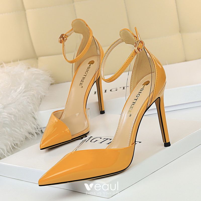 Sexy Red Cocktail Party Womens Shoes 2020 Patent Leather Ankle Strap 10