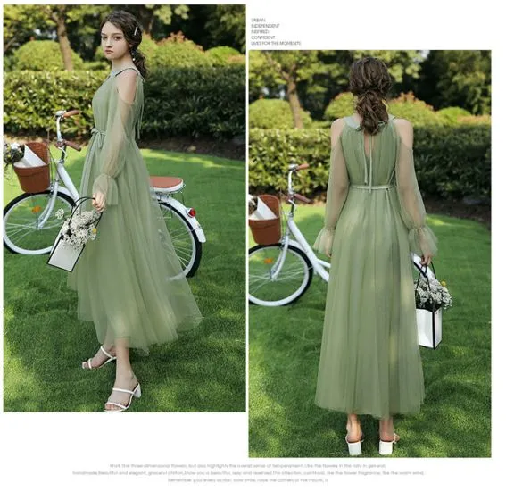 Modest Simple Sage Green Bridesmaid Dresses 2020 A Line Princess