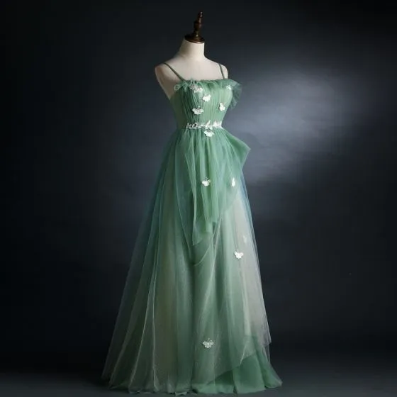 Chic Beautiful Sage Green Prom Dresses 2021 A Line Princess
