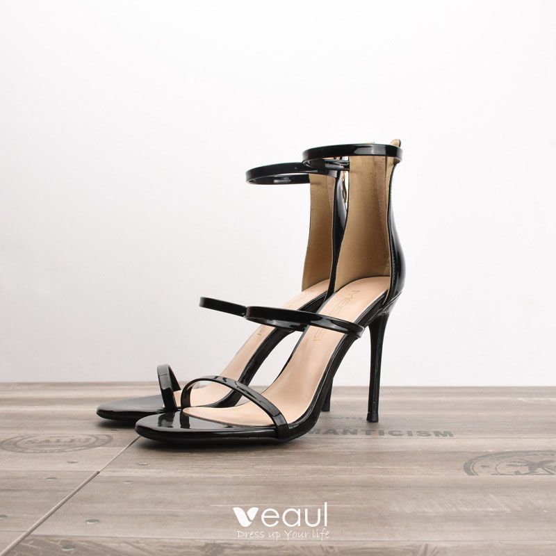 Sexy Red Street Wear Womens Sandals 2020 Patent Leather Ankle Strap 10