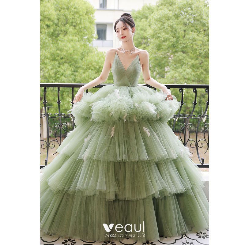 Fashion Charming Sage Green Prom Dresses 2022 Ball Gown Spaghetti ... Fashion Charming Sage Green Prom Dresses 2022 Ball Gown Spaghetti ...